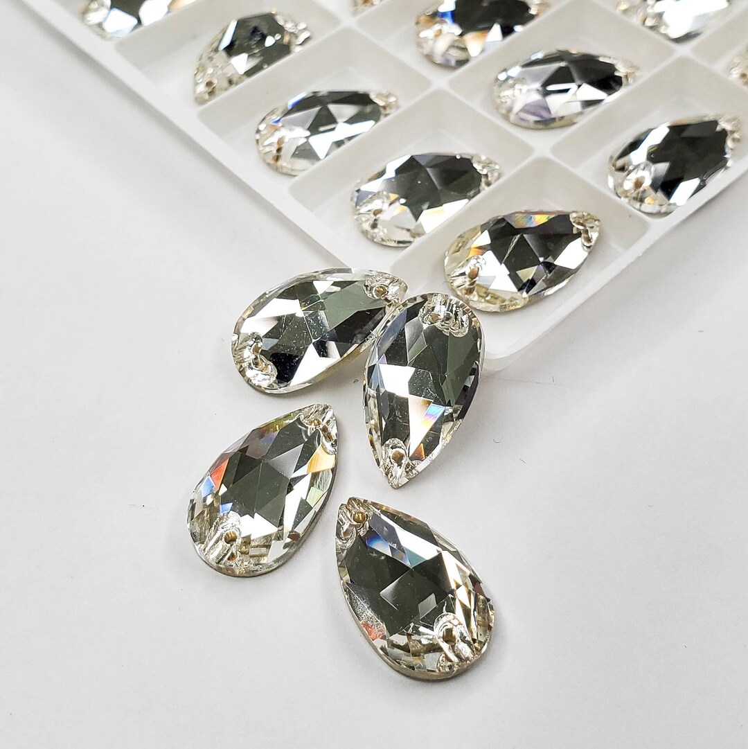 DROP Glass Sew on Rhinestone Crystal Clear - Etsy