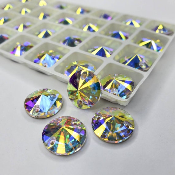 RIVOLI Glass Sew on Rhinestone Crystal AB and Clear - Etsy