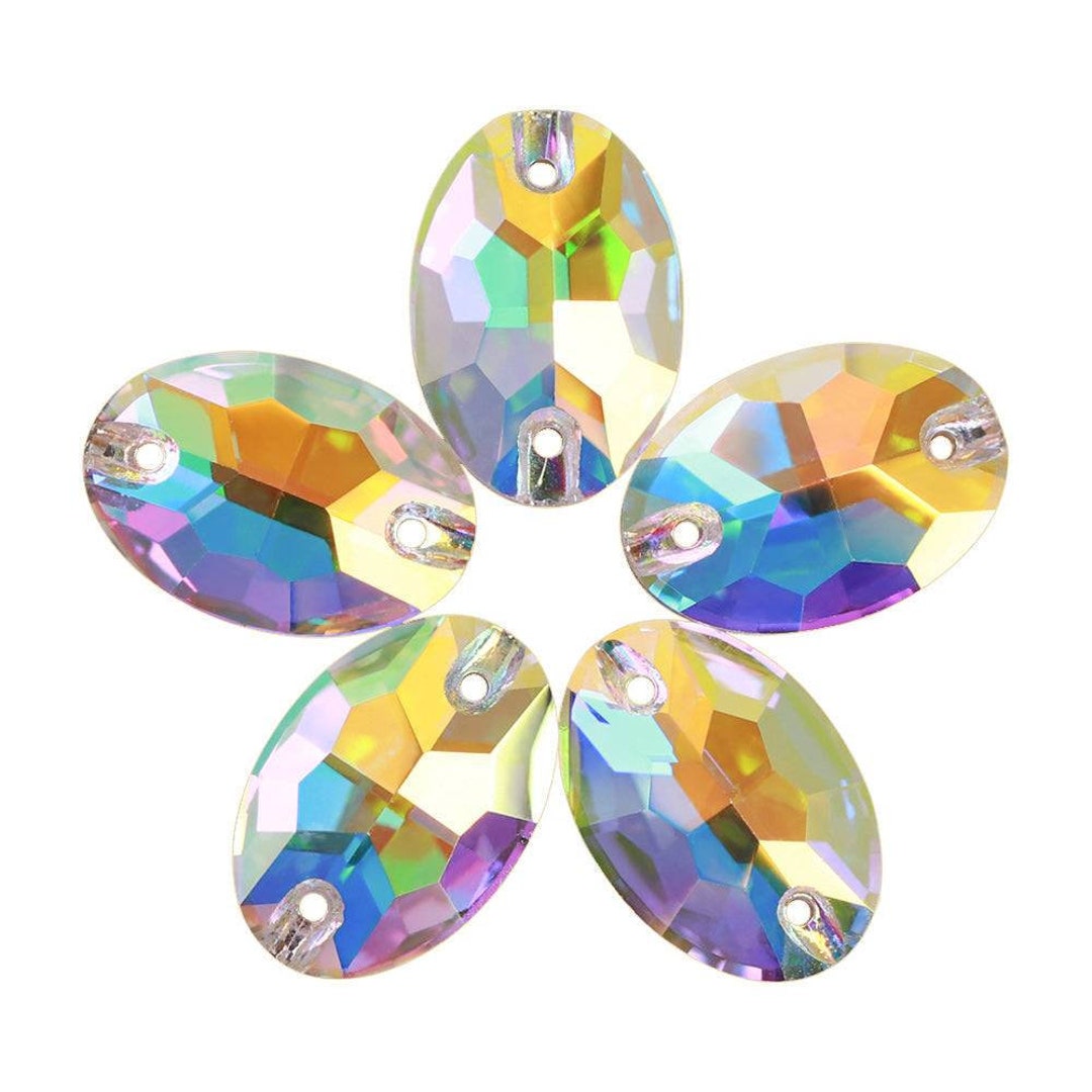 Crystal AB OVAL Glass Sew on Rhinestone - High Quality Glass - Etsy