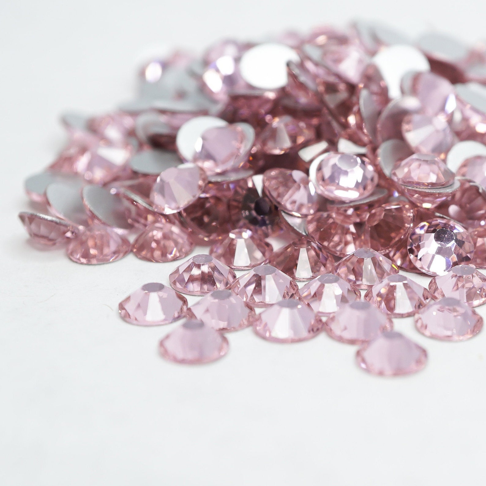 Light pink rose Rhinestones High Quality GLASS flat back | Etsy