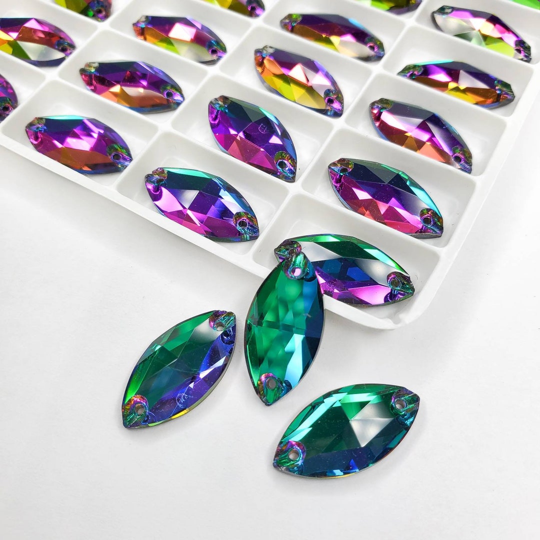 Volcano NAVETTE Glass Sew on Rhinestone - High Quality Sewing Glass - Etsy