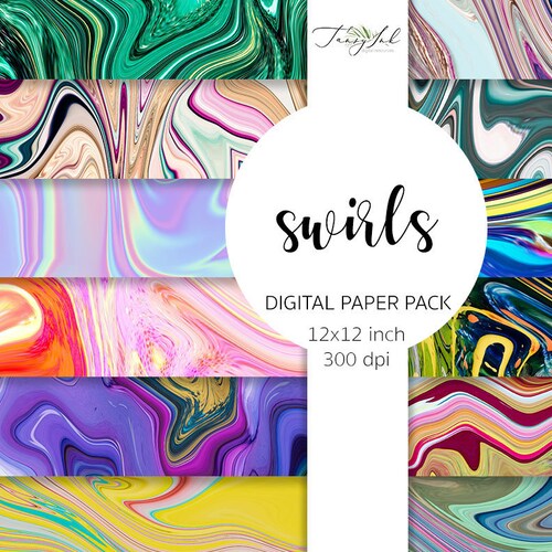 Swirls Digital Paper Colored Marble Paper Scrapbooking - Etsy