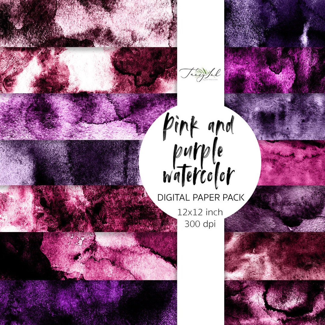 Pink and Purple Watercolor Digital Paper, Pink Background, Scrapbooking ...