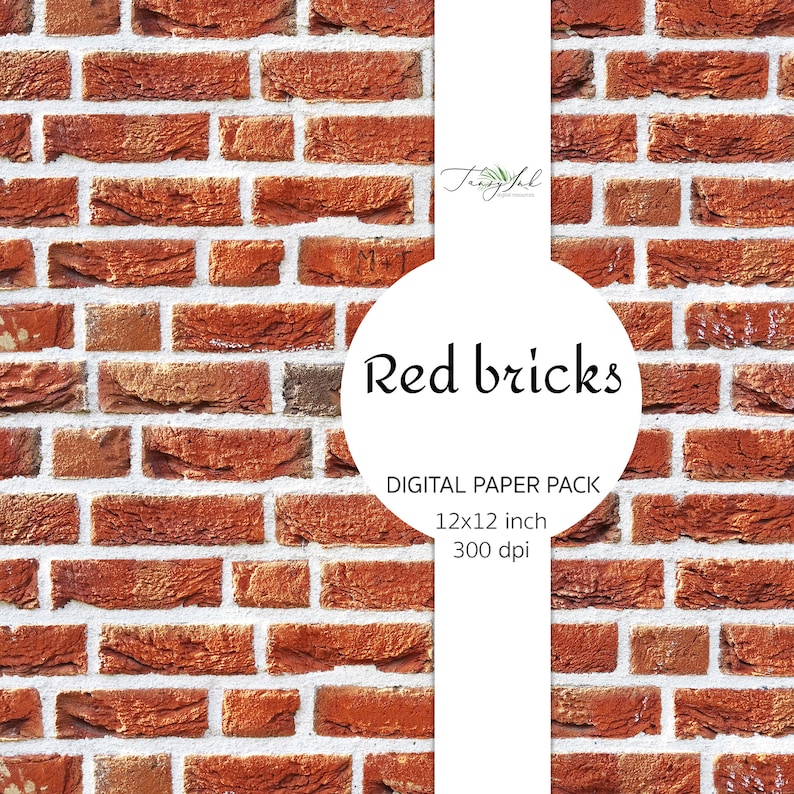 Red Bricks Digital Paper, Brick Wall Wallpaper, Brick Background ...