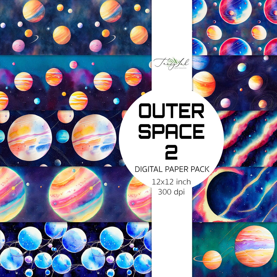 SEAMLESS Galaxy BUNDLE Digital Paper Planets Paper Planner - Etsy