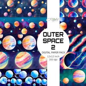 SEAMLESS Galaxy BUNDLE Digital Paper, Planets Paper, Planner Sticker ...