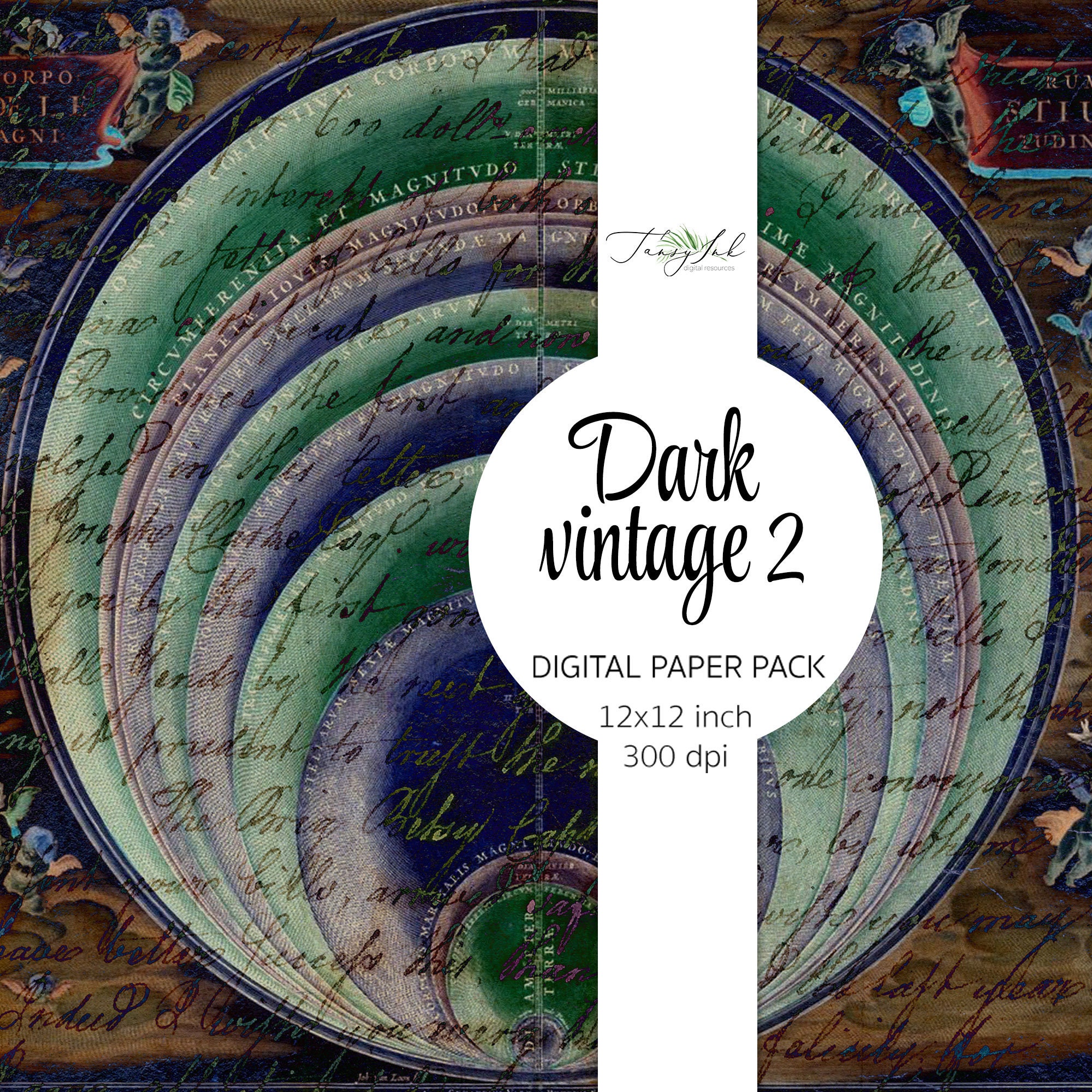 Dark Vintage 2 Digital Paper, Vintage Flowers, Antique Texture, Old ...