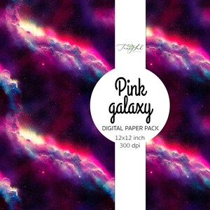 Pink Galaxy Digital Paper, Watercolor Stardust, Scrapbook Paper, Pastel ...
