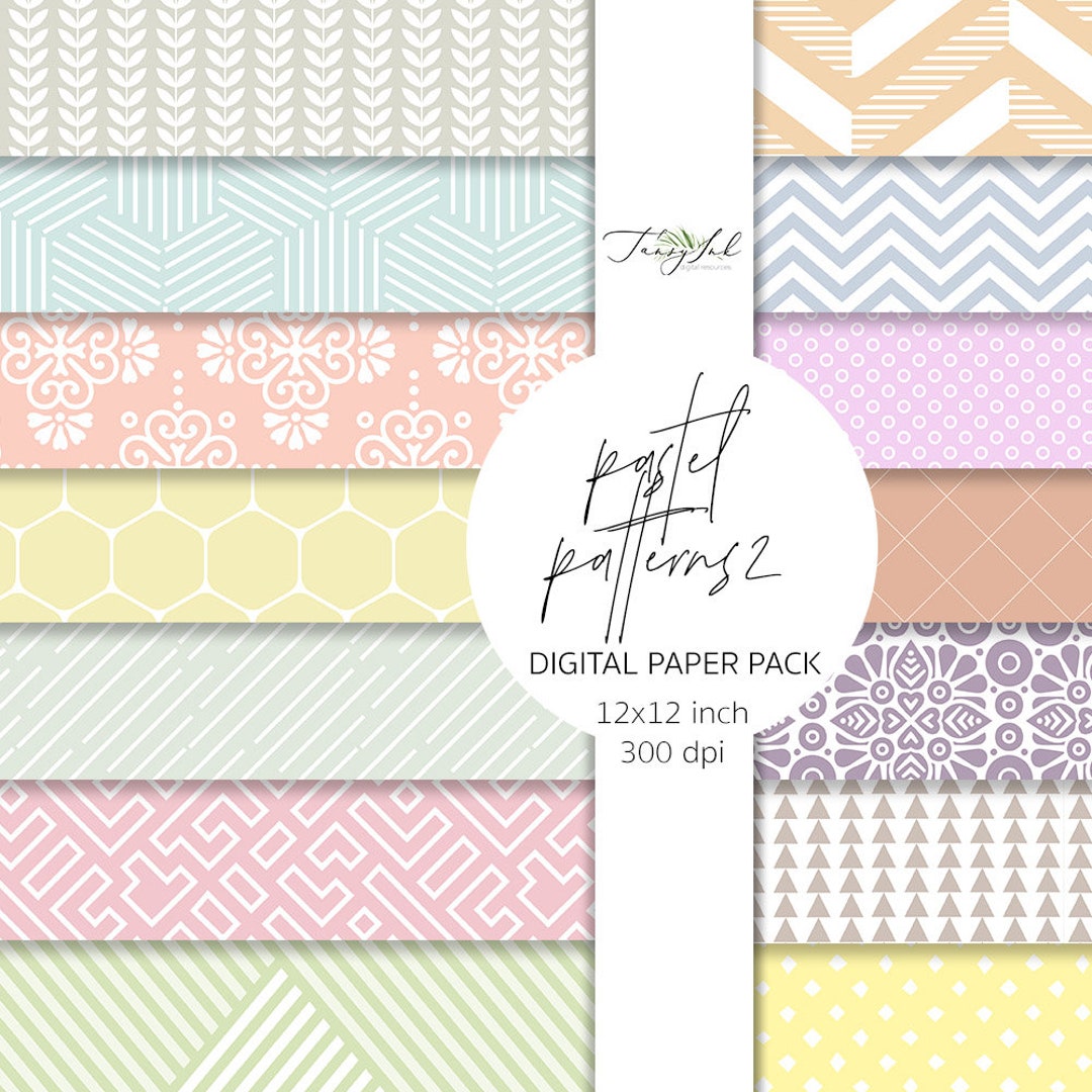 Pastel Patterns Digital Paper, Soft Pastels Background, Geometric ...