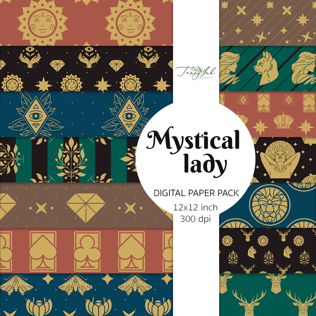 Mystical Lady Digital Paper, Seamless Paper, Esoteric Backdrop ...