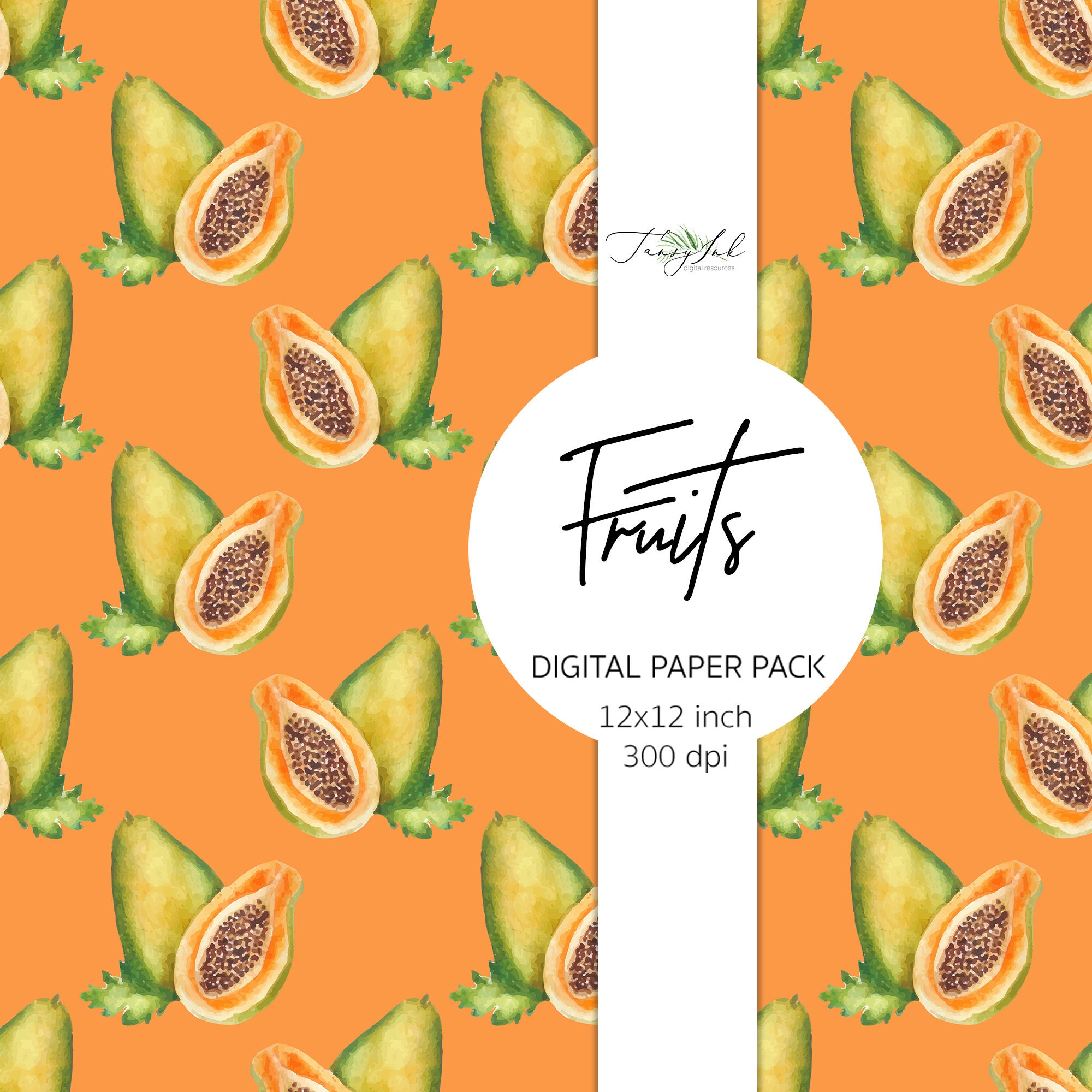 Fruits Digital Paper, Seamless Pattern, Lemon Background, Summer Paper ...