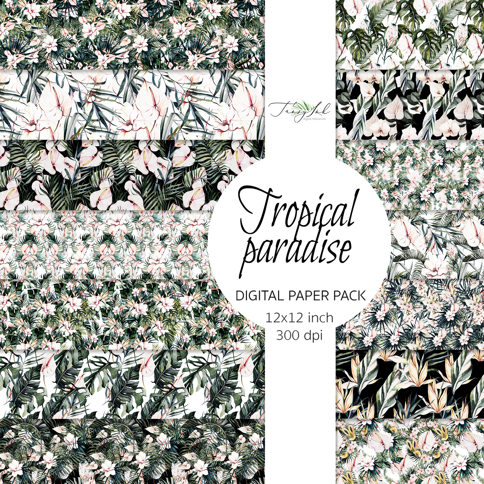 Tropical Paradise Digital Paper Tropical Wallpaper Seamless | Etsy