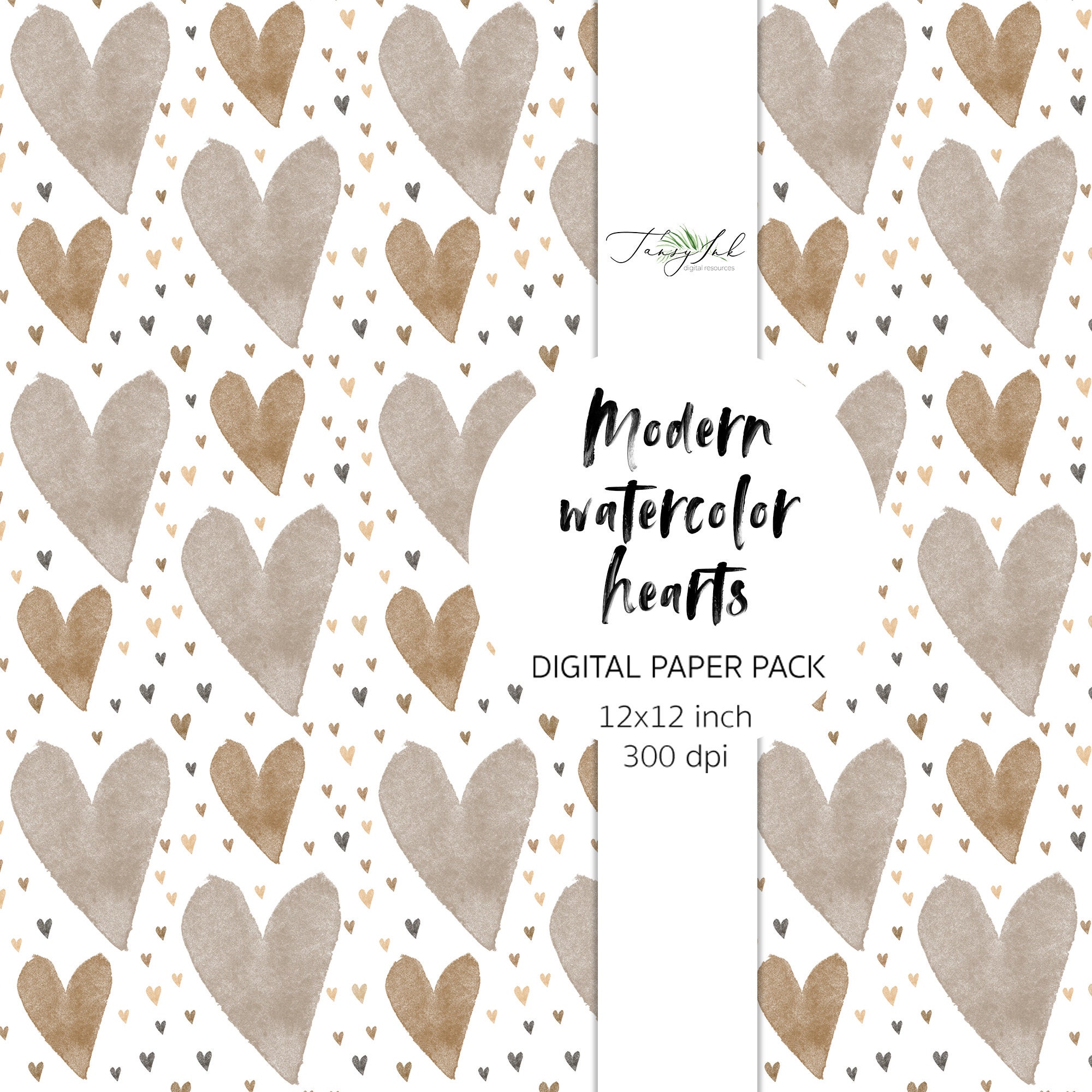 Modern Watercolor Hearts Digital Paper Hearts Seamless | Etsy