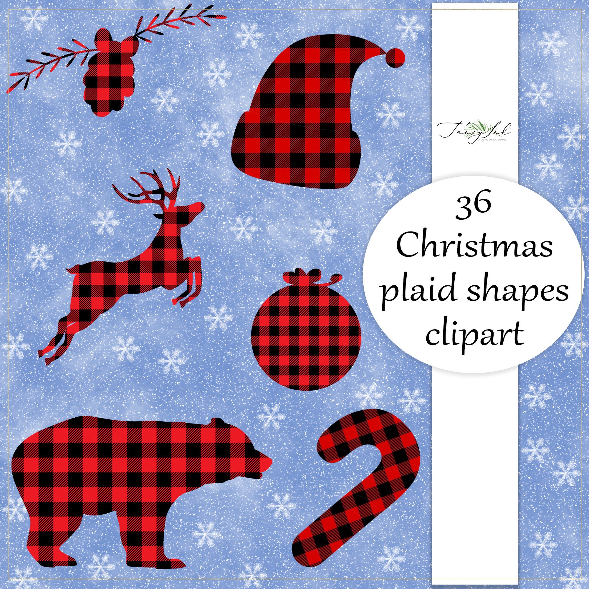 36 Christmas Plaid Clipart Christmas Shapes Clip Art Plaid - Etsy