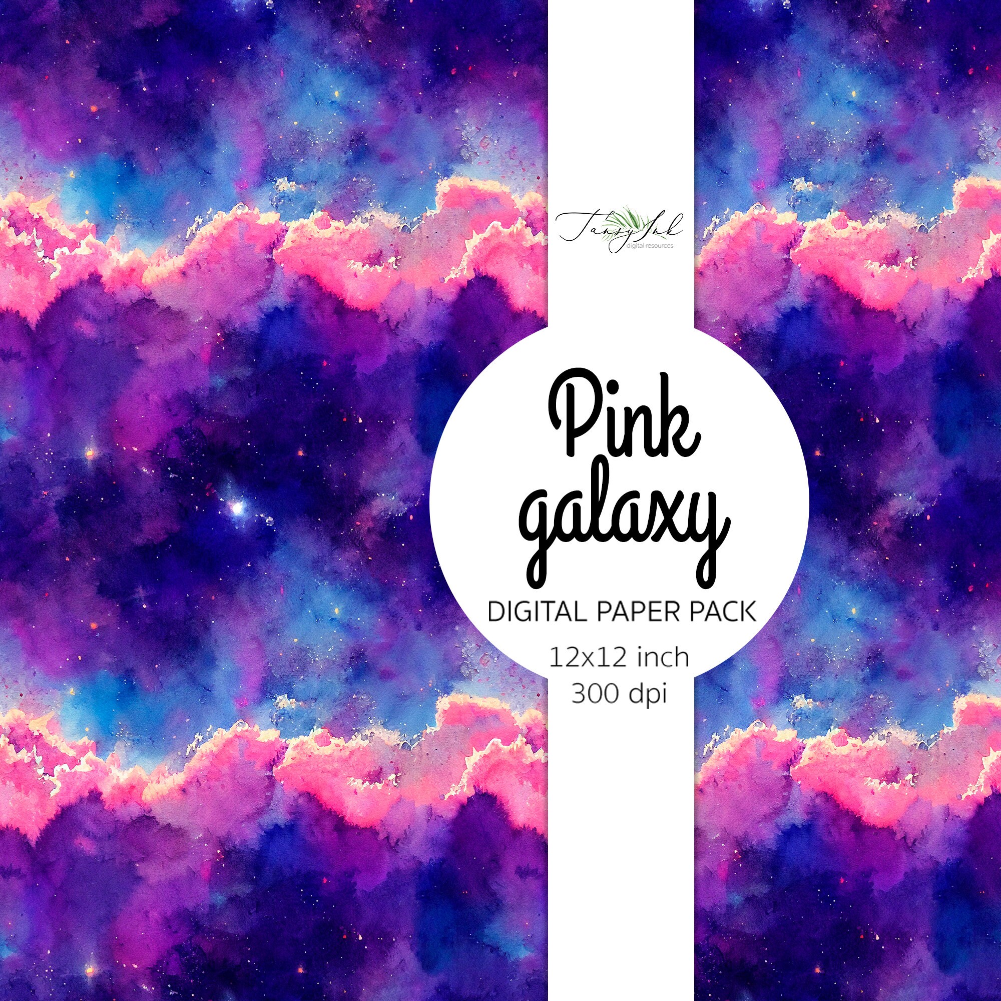Pink Galaxy Digital Paper, Watercolor Stardust, Scrapbook Paper, Pastel ...