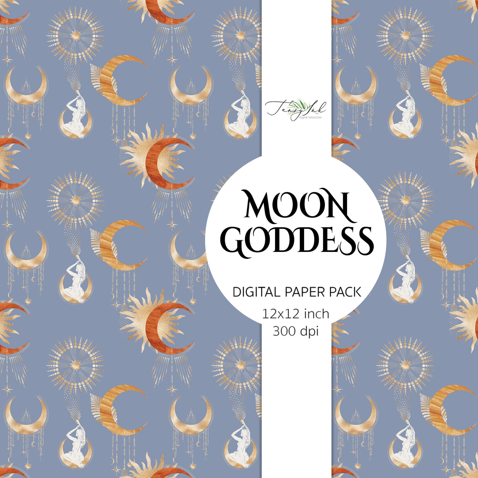 Moon Goddess Digital Paper Seamless Paper Moon Background - Etsy