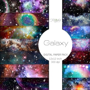 Galaxy Paper, Digital Paper, Stars Background, Night Sky Backdrop, Moon ...