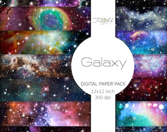 Galaxy Digital Paper Night Sky Background Outer Space Stars | Etsy