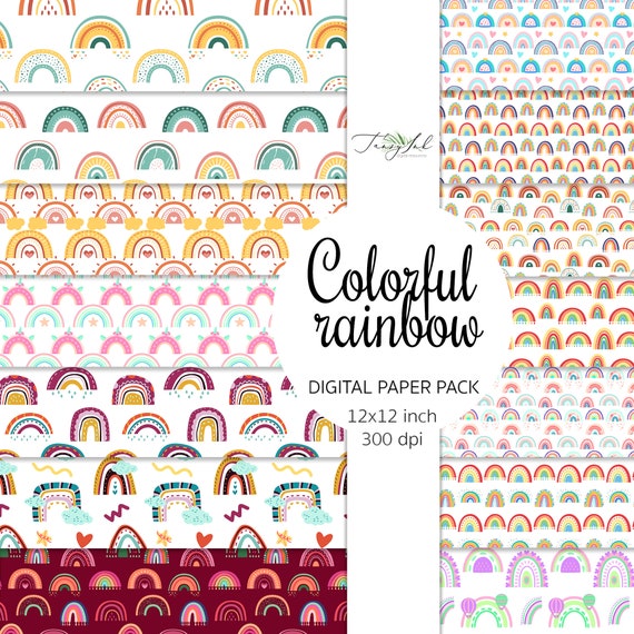 Colorful Rainbow Digital Paper Seamless Paper Pastel Digital - Etsy