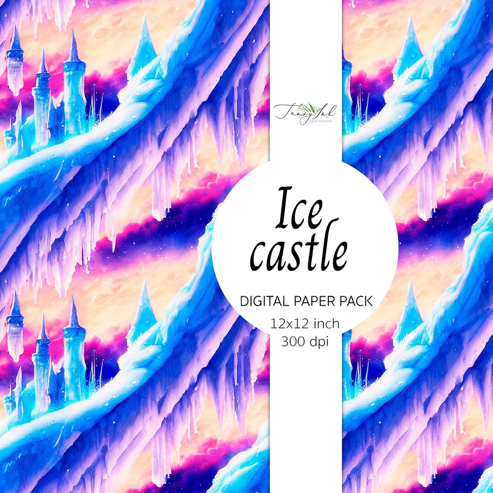 Ice Castle Digital Paper Seamless Pattern Fantasy Christmas - Etsy