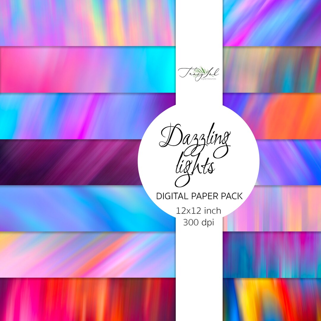 Dazzling Lights Digital Paper, Dreamy Bokeh Wallpaper, Rainbow Paper ...