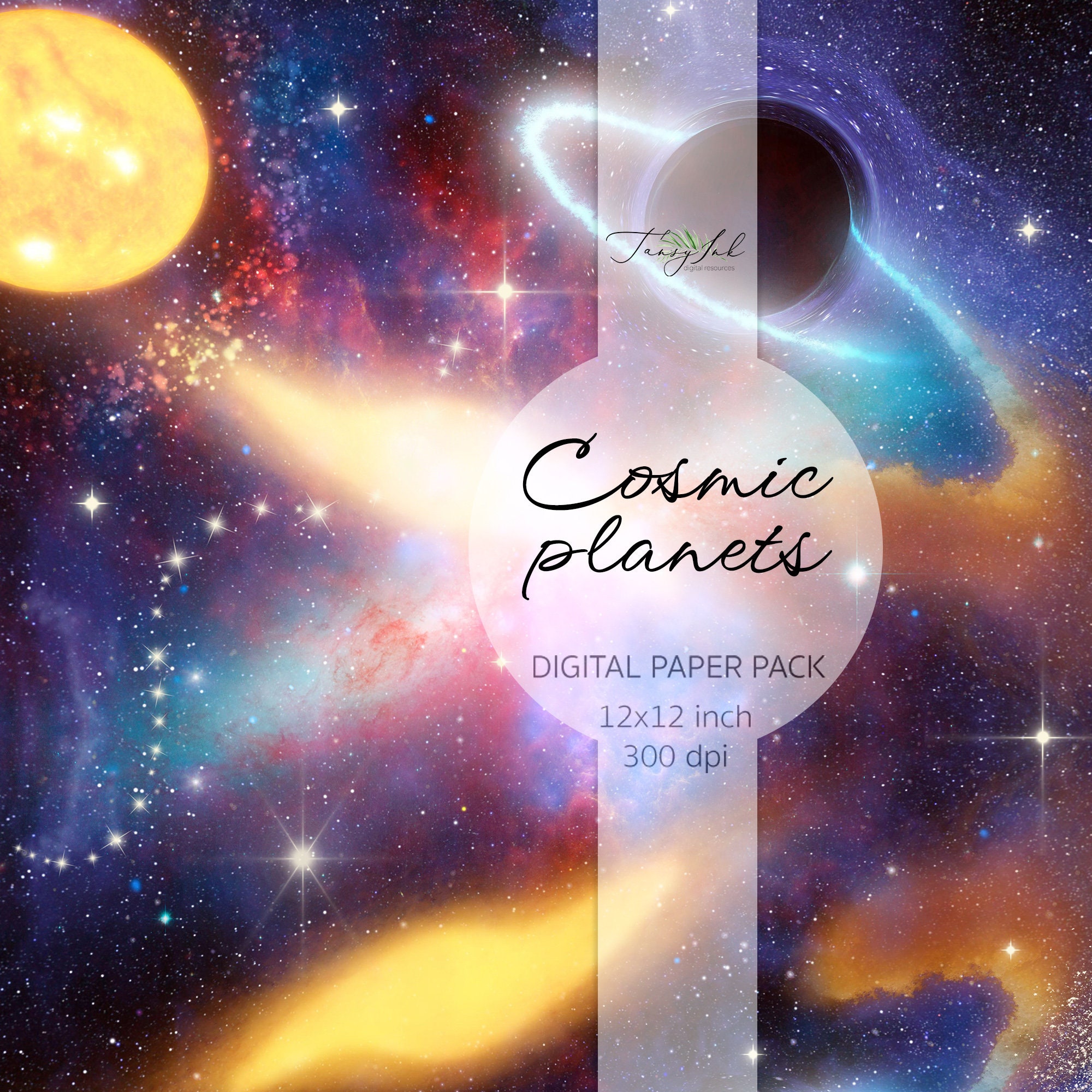 Cosmic Planets Digital Paper Galaxy Paper Saturn Background - Etsy