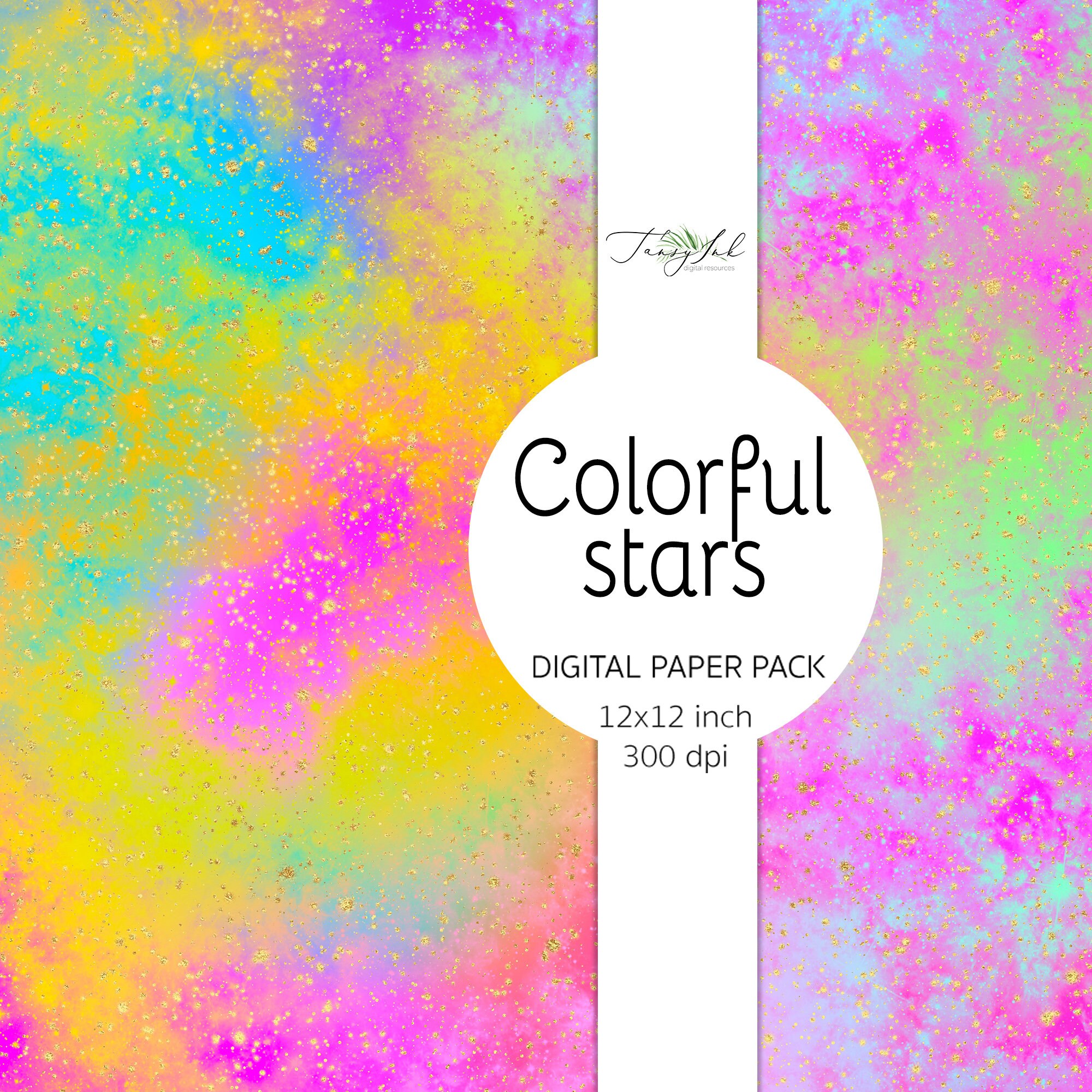 Colorful Stars Digital Paper Stars Background Outer Space - Etsy