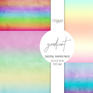 Gradient Digital Paper, Rainbow Gradient Paper, Pastel Gradient Pattern ...