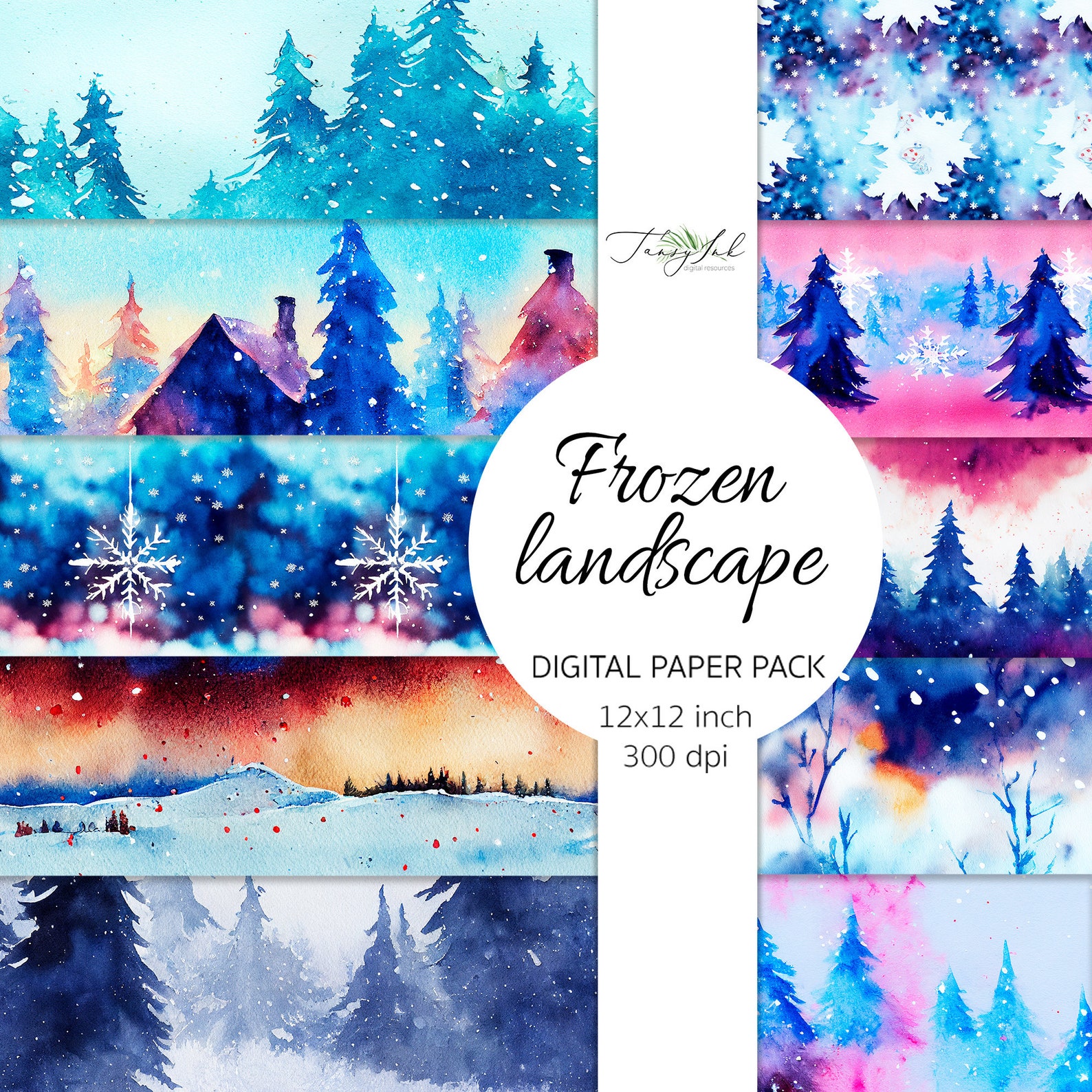Frozen Landscape Digital Paper Seamless Paper Winter - Etsy