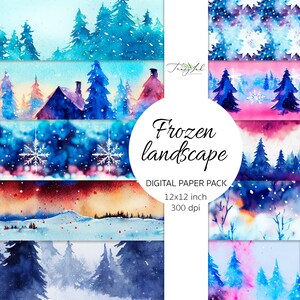 Frozen Landscape Digital Paper, Seamless Paper, Winter Landscape ...