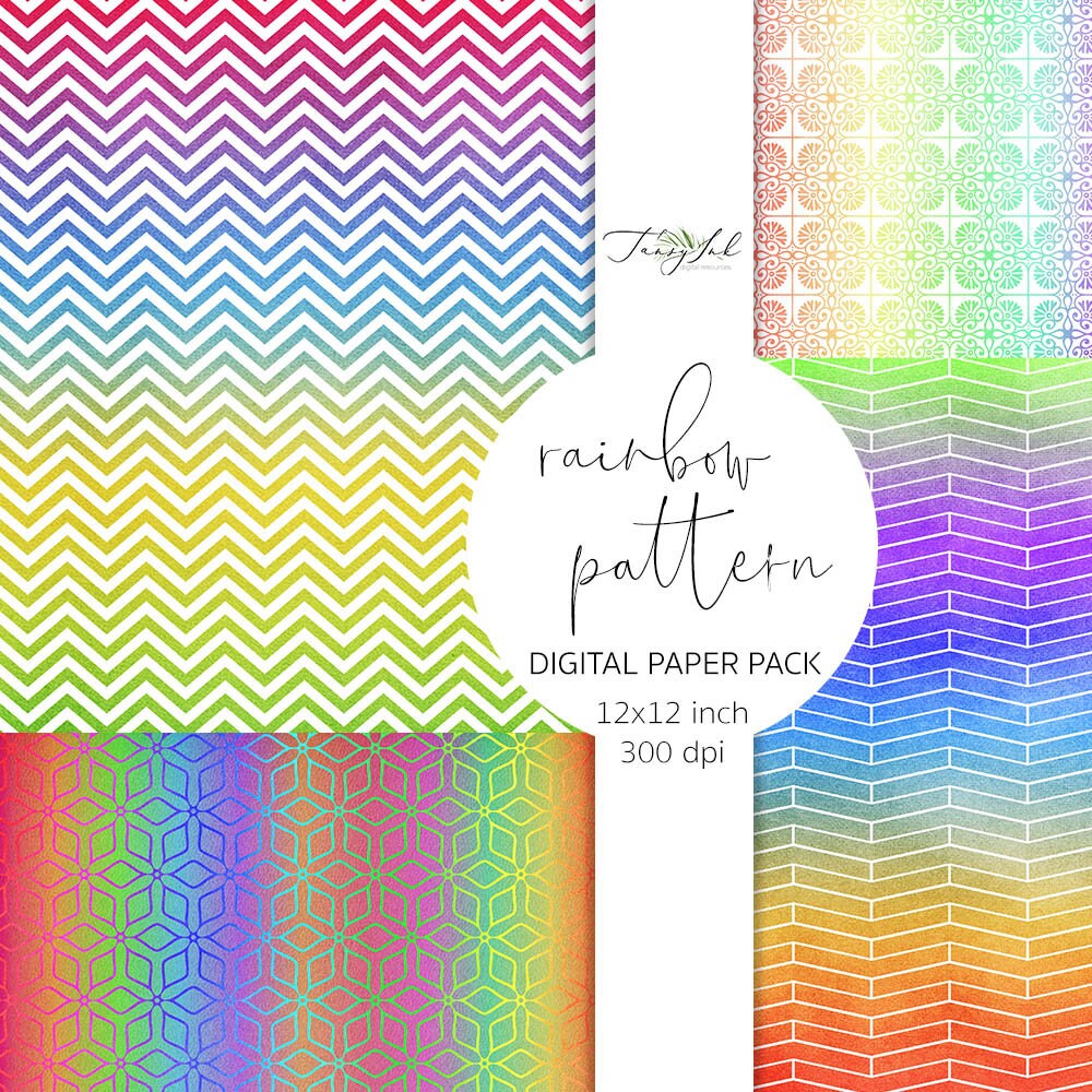 Rainbow Patterns Digital Paper Rainbow Watercolor Gradient - Etsy