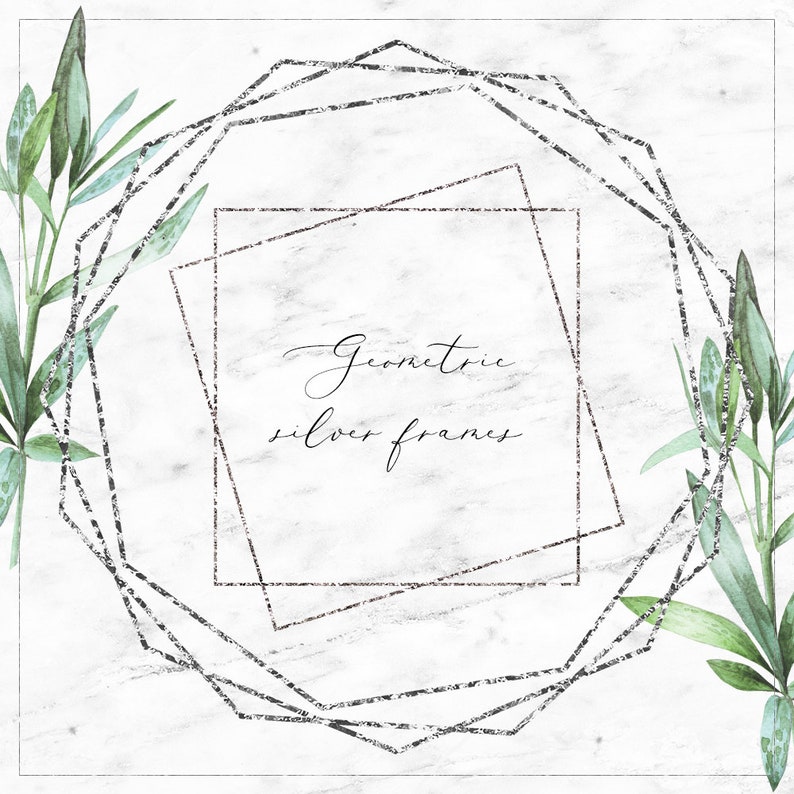 Silver Geometric Frames Clipart Overlay Geometrical Frames - Etsy