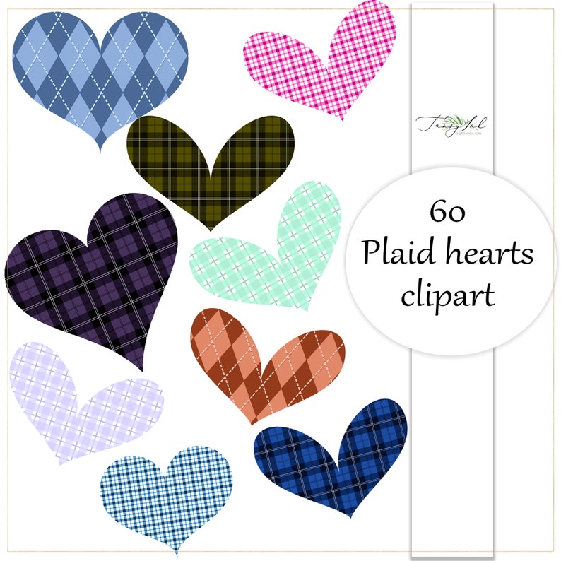 60 Plaid Hearts Clipart Hearts Clip Art Pastel Plaid Hearts - Etsy