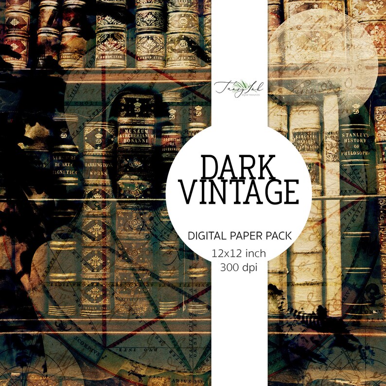 Dark Vintage Digital Paper, Dark Academia Scrapbooking, Wizard Paper ...
