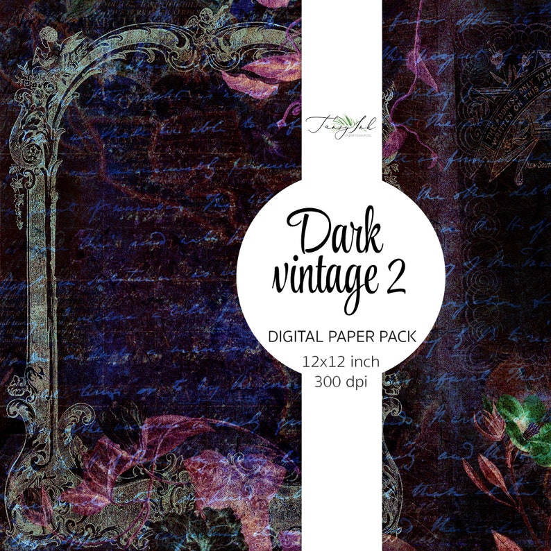 Dark Vintage 2 Digital Paper Vintage Flowers Antique - Etsy