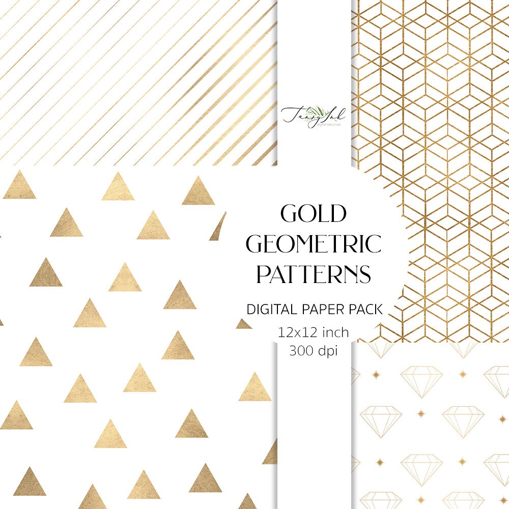 Gold Geometric Pattern Digital Paper Stripes Pattern Paper - Etsy