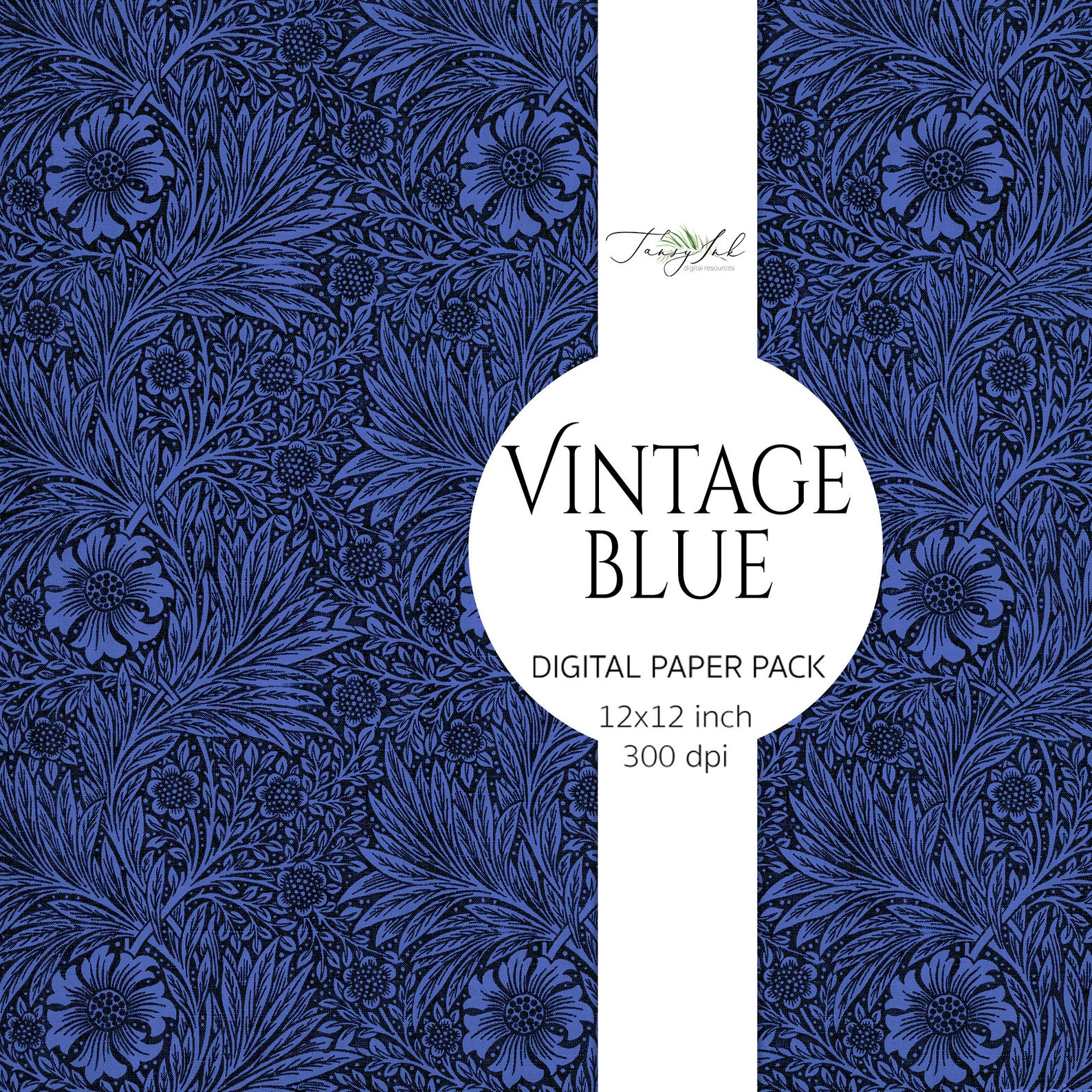 Vintage Blue Digital Paper Blue Flowers Paper Vintage - Etsy