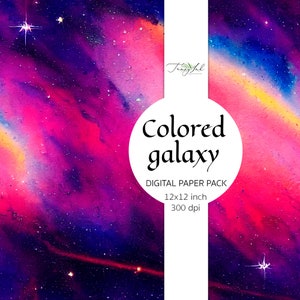 Colored Galaxy Digital Paper, Seamless Paper, Night Sky Background ...