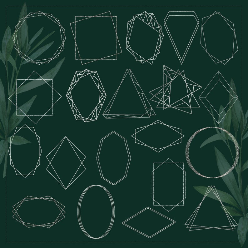 Silver Geometric Frames Clipart Overlay Geometrical Frames - Etsy