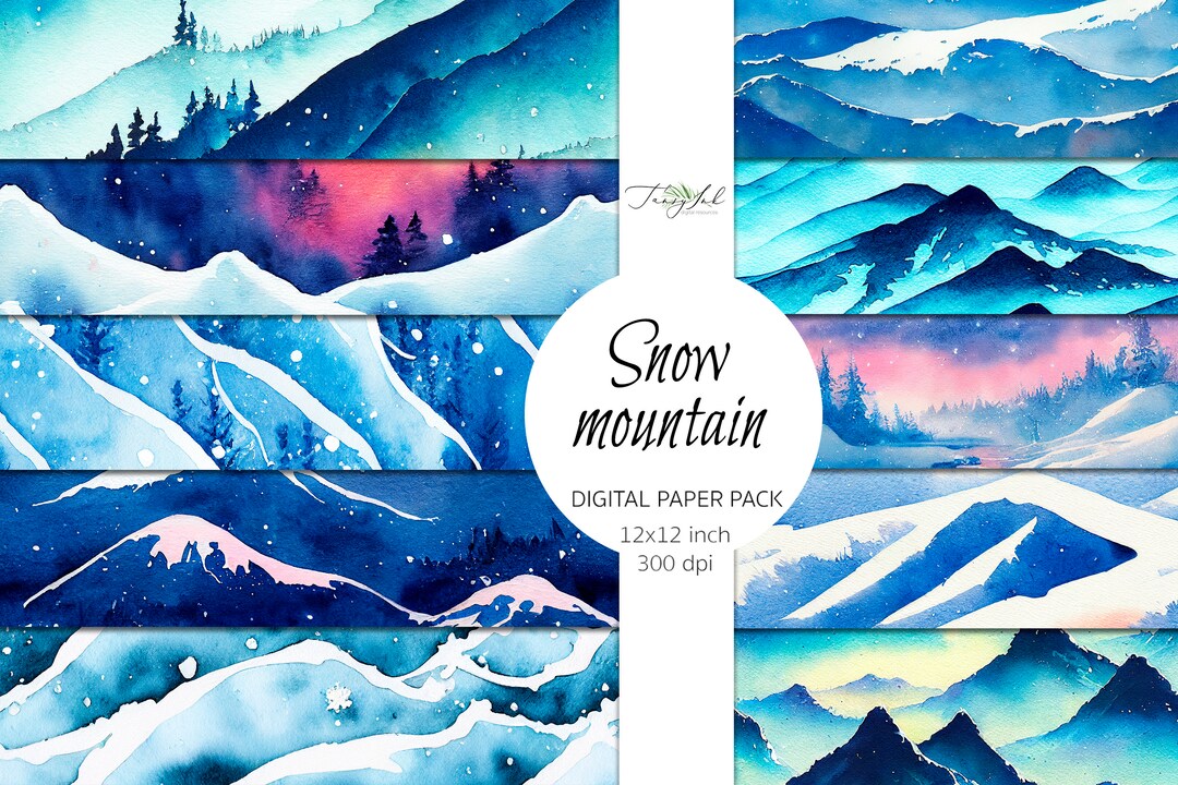 Snow Mountains Seamless Digital Paper, Instant Download, Winter ...