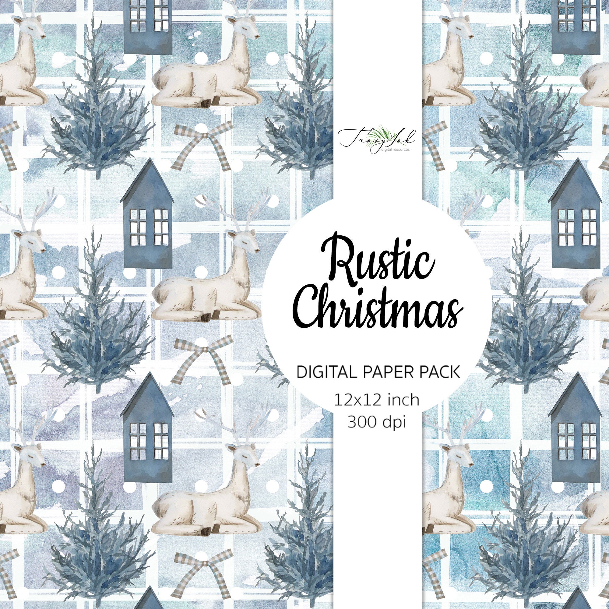 Rustic Christmas Digital Paper Seamless Paper Holiday Paper | Etsy