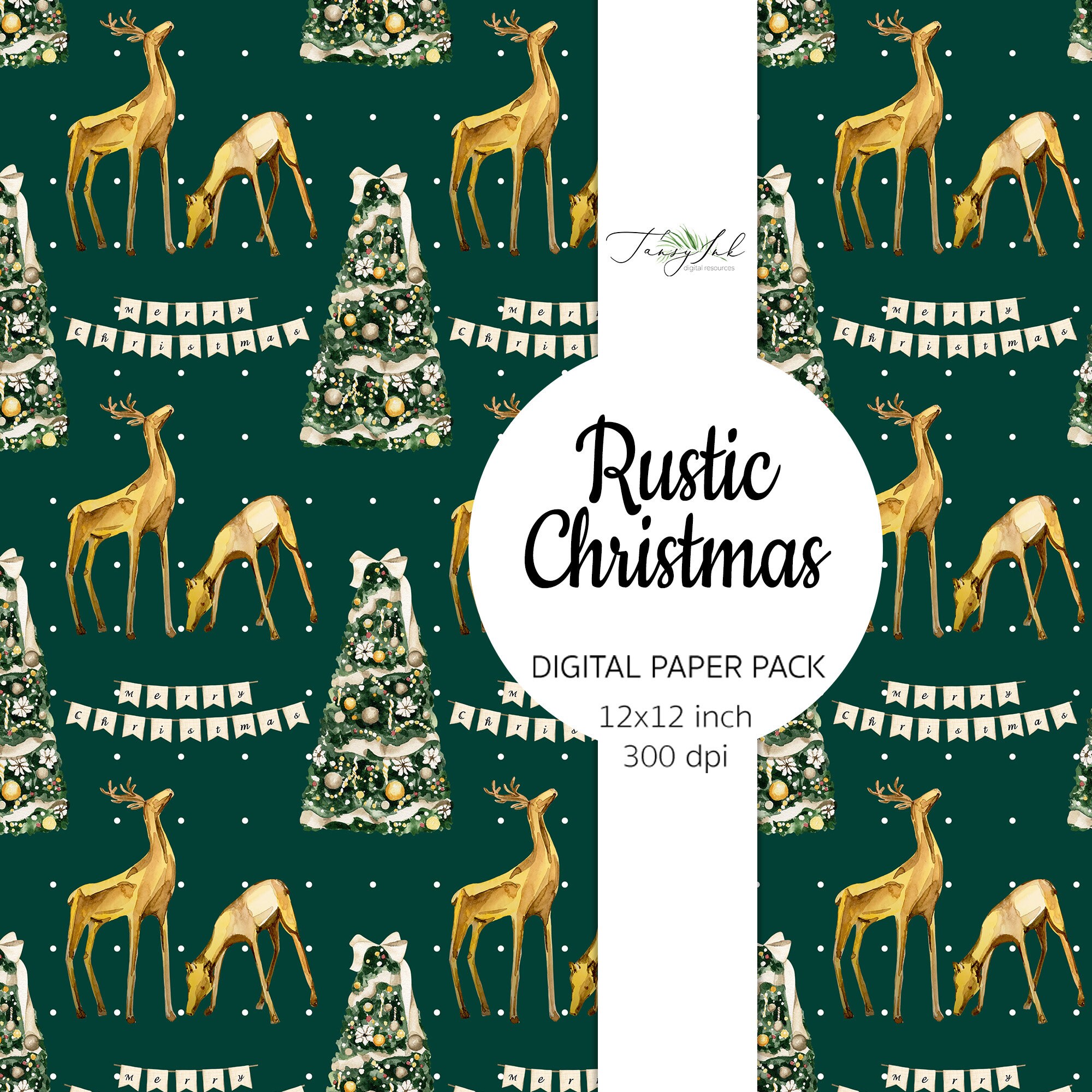 Rustic Christmas Digital Paper Seamless Paper Holiday Paper | Etsy
