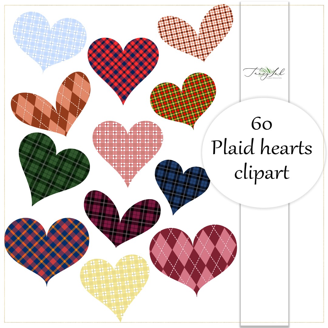 60 Plaid Hearts Clipart, Hearts Clip Art, Pastel Plaid Hearts, Plaid ...
