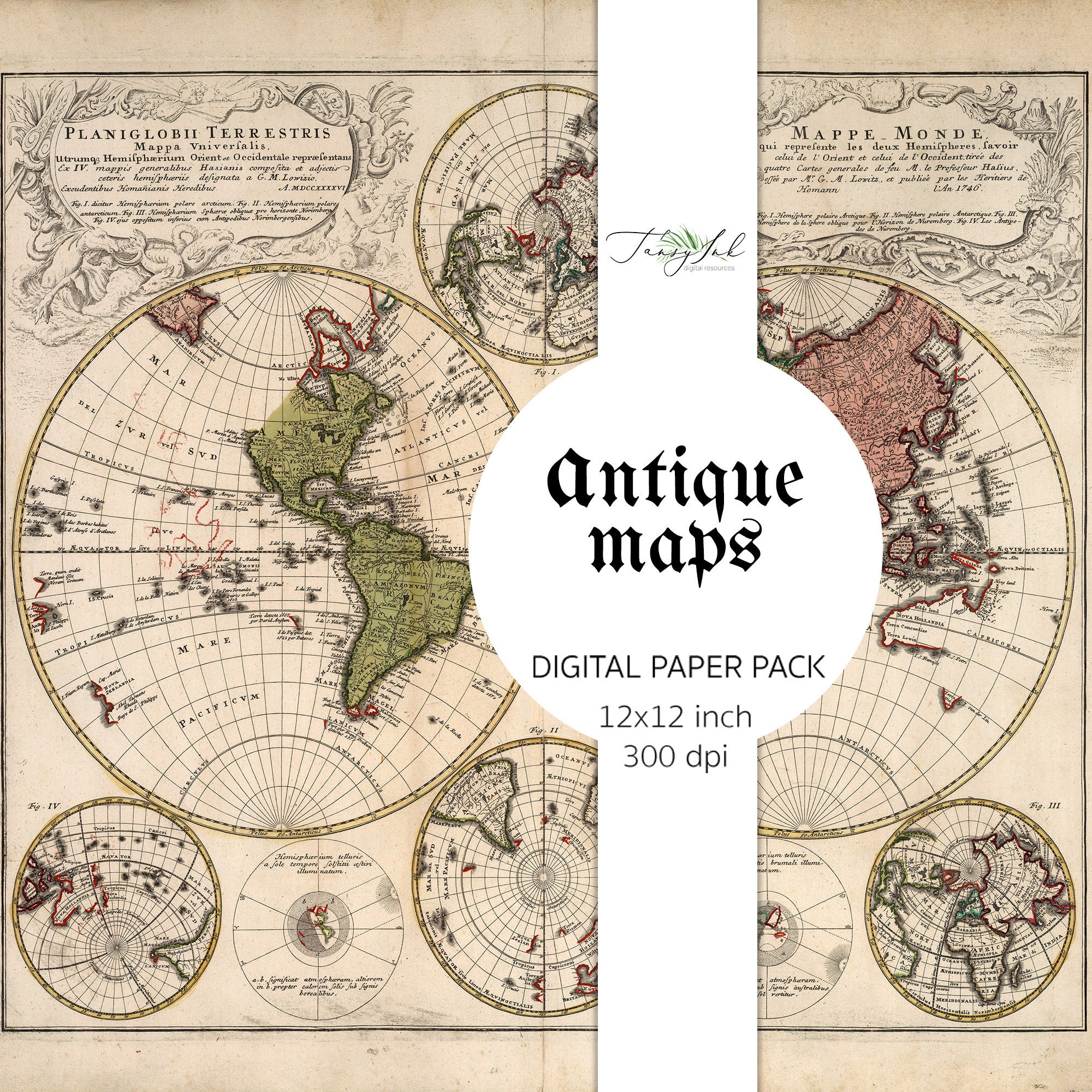 Antique Maps Digital Paper Old Maps Antique Paper Vintage - Etsy