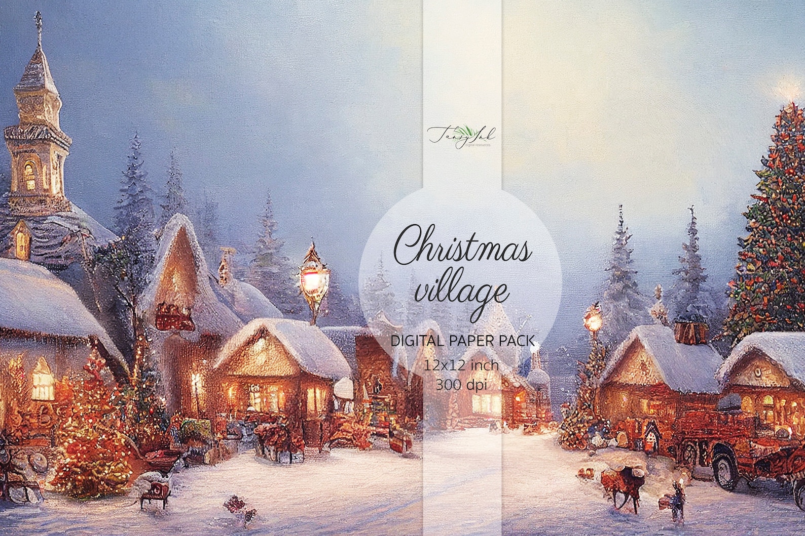 Christmas Village Digital Paper Christmas Scrapbooking - Etsy