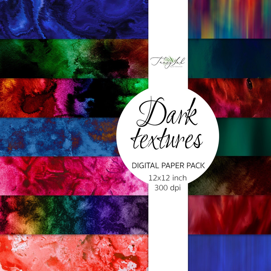 Dark Textures Digital Paper, Night Background, Watercolor Scrapbook ...