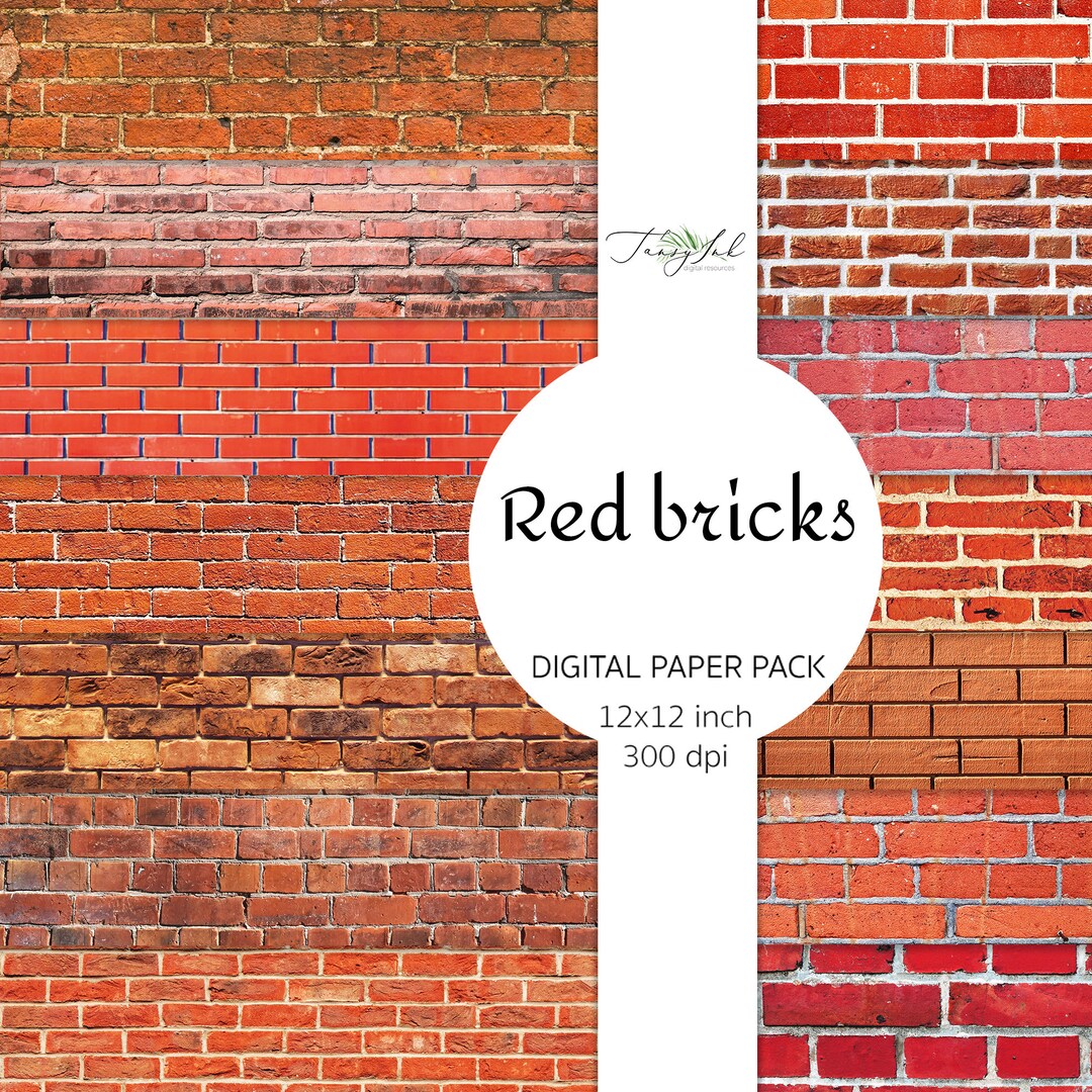 Red Bricks Digital Paper, Brick Wall Wallpaper, Brick Background ...