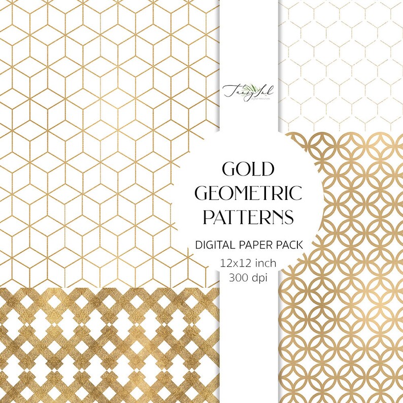 Gold Geometric Pattern Digital Paper Stripes Pattern Paper - Etsy