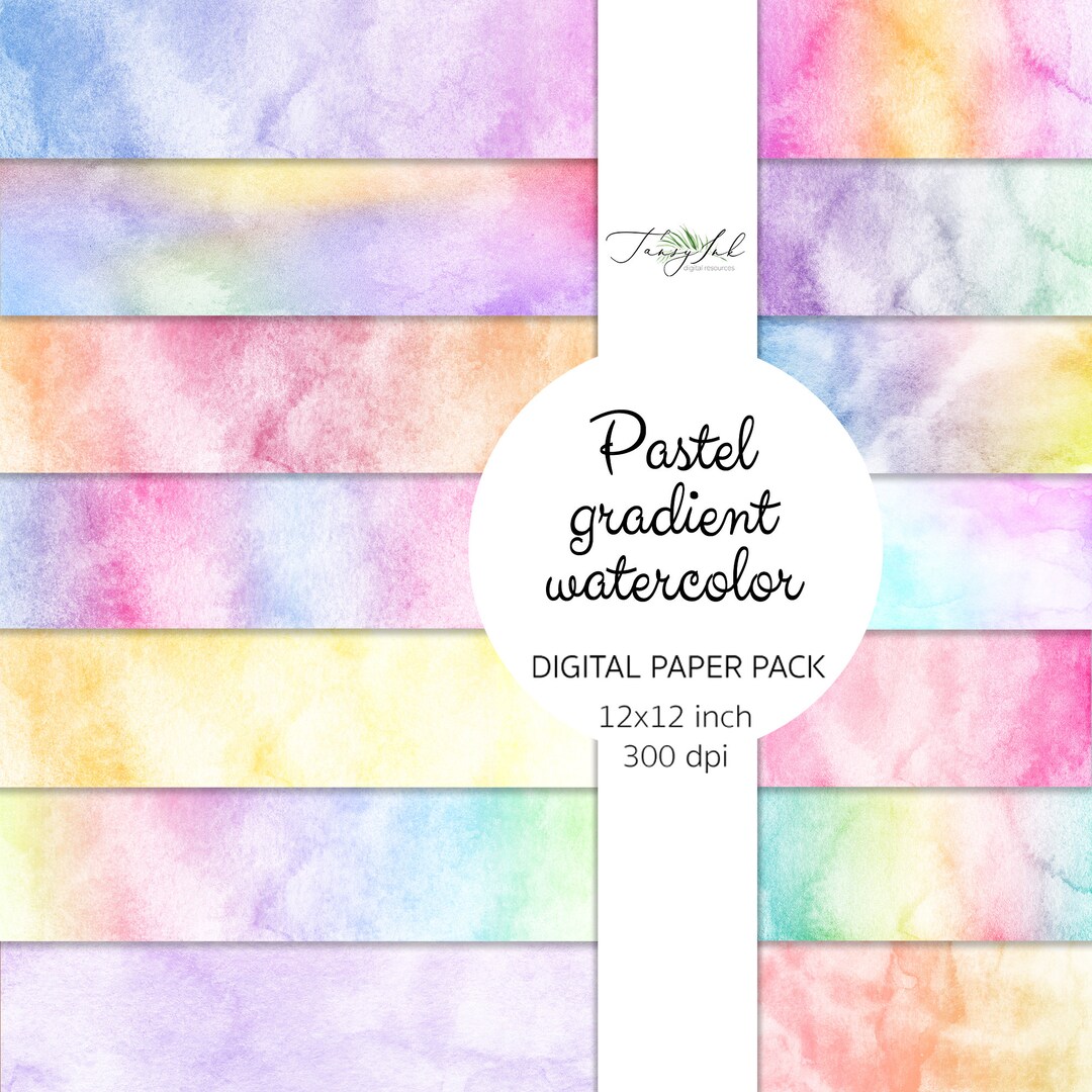 Pastel Gradient Watercolor Digital Paper, Pastel Pink Paper, Ombre ...