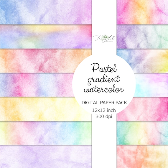 Pastel Gradient Watercolor Digital Paper Pastel Pink Paper | Etsy